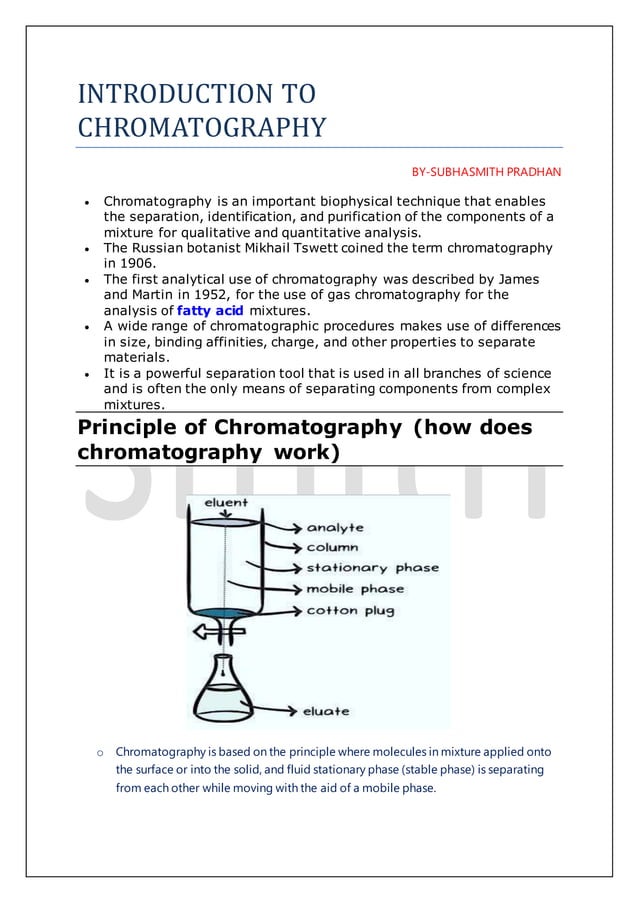 Introduction to chromatography | DOCX | Chemistry | Science