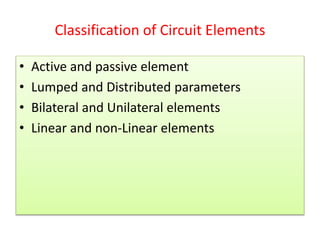 Introduction to circuit theory | PPTX