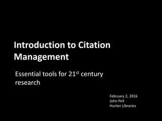 Introduction to Citation Management | PPTX