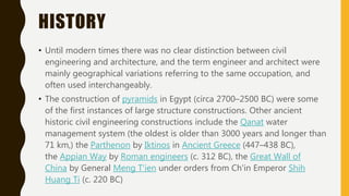 Introduction to civil engineering and its history. | PPTX