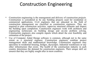Introduction to civil engineering........... | PPT