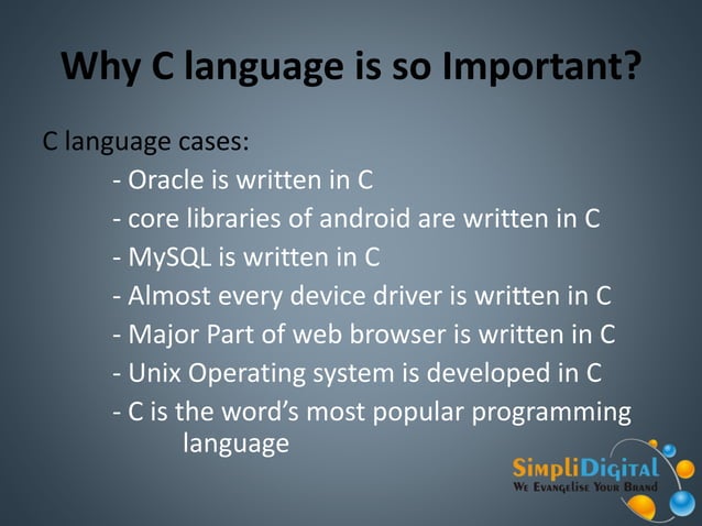 Introduction to c language | History of C language | PPT