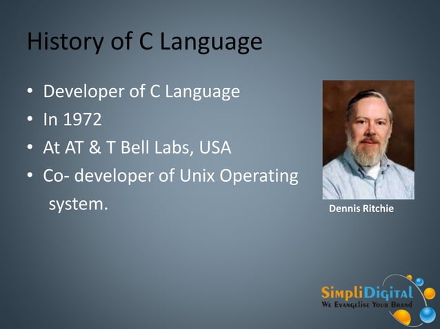 Introduction to c language | History of C language | PPT