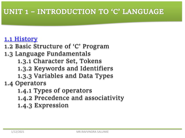 Introduction to c language | PPT