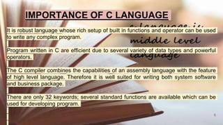 Introduction to c language | PPTX