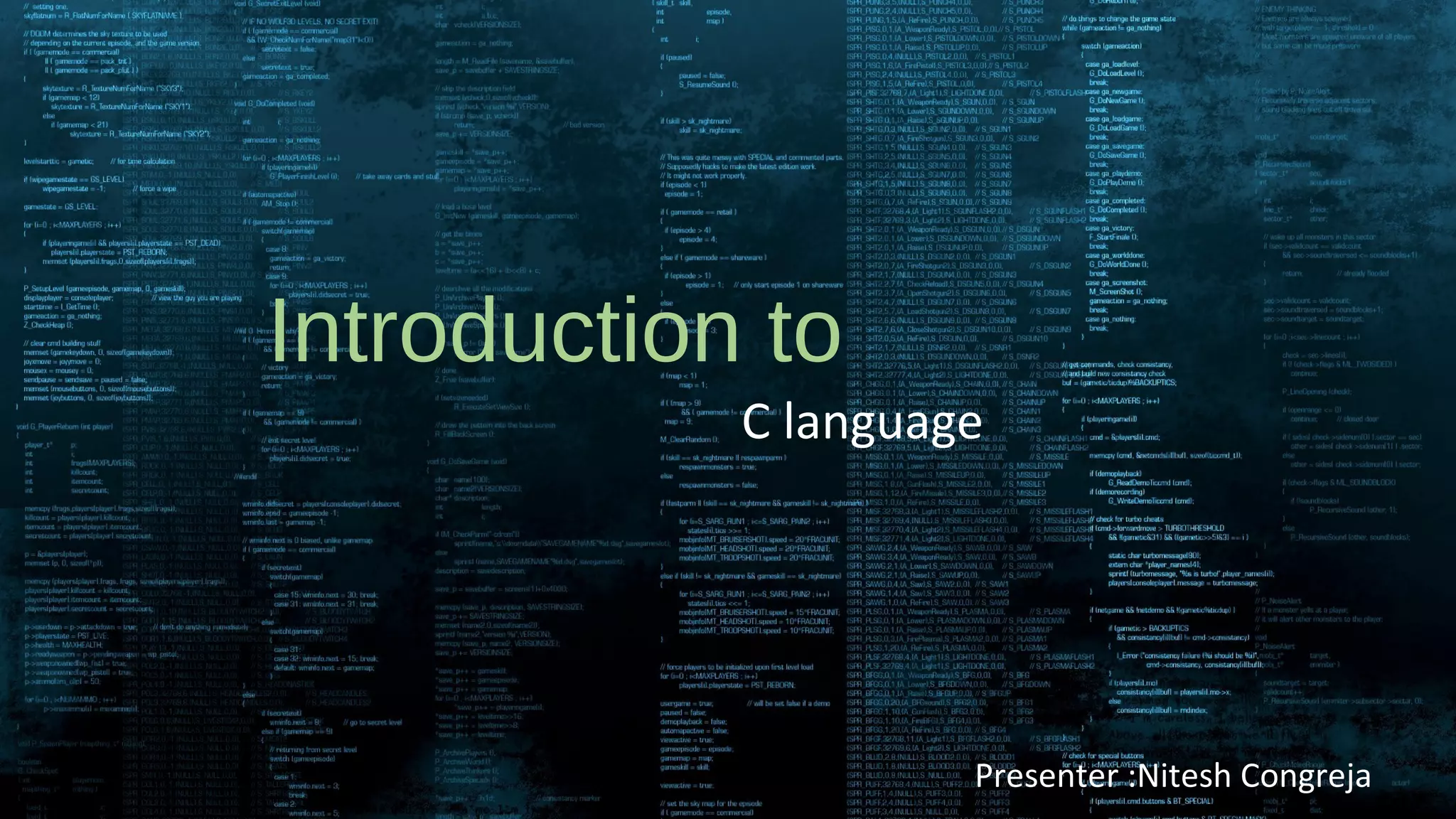 Introduction to c language by nitesh | PPT