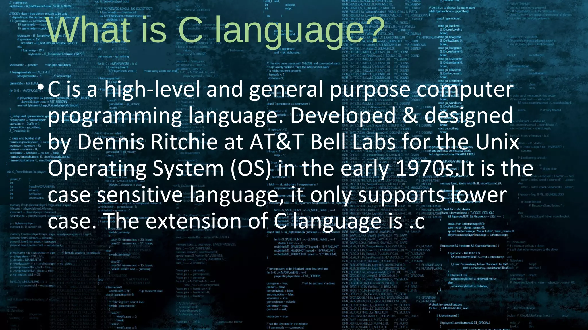 Introduction to c language by nitesh | PPT