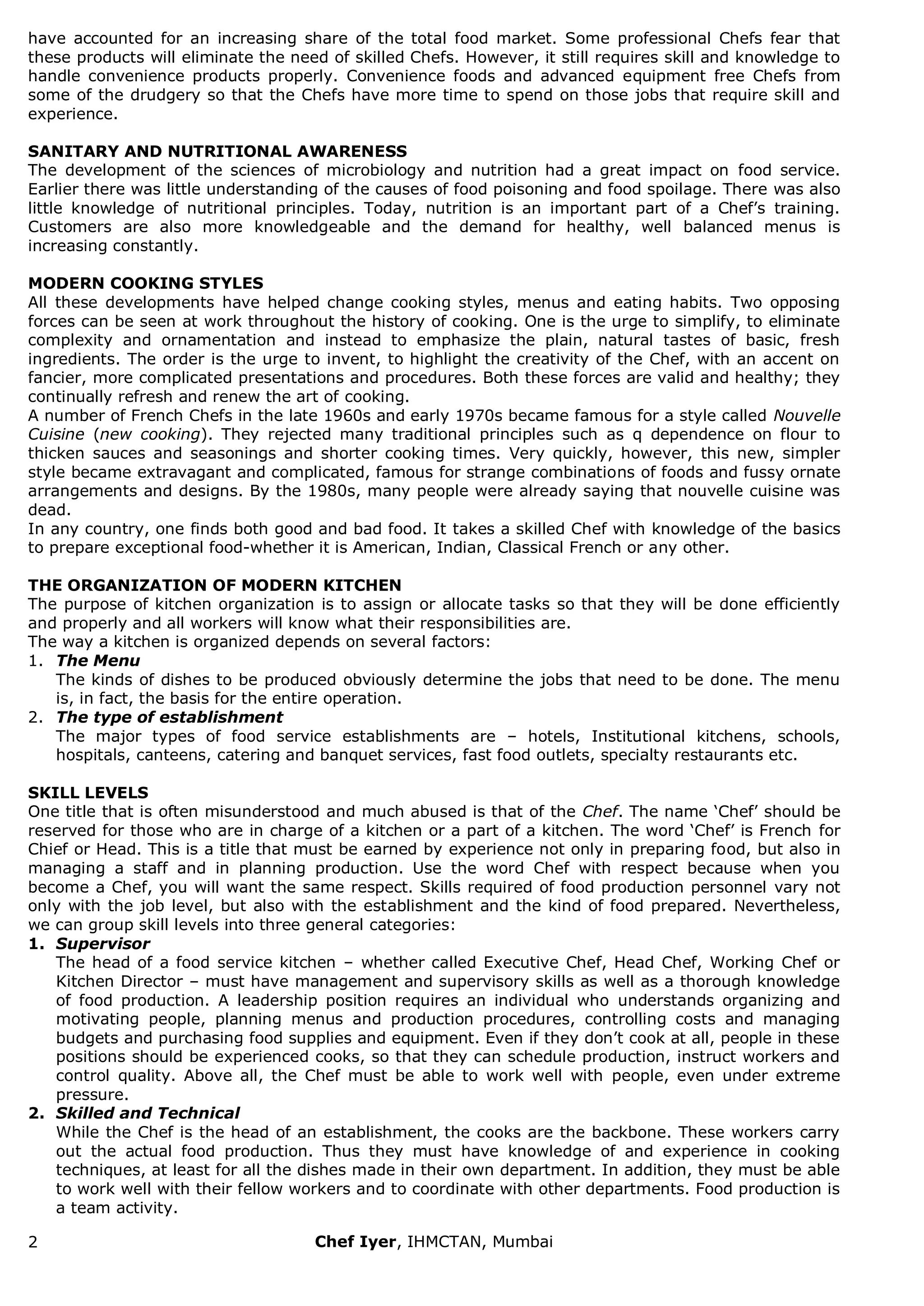 Introduction to classical and modern cuisine | PDF