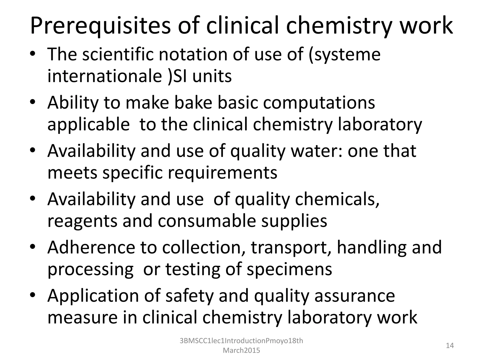 Introduction to clinical chemistry | PPTX
