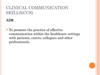 Introduction to clinical communication skills.pptx 2011 | PPT