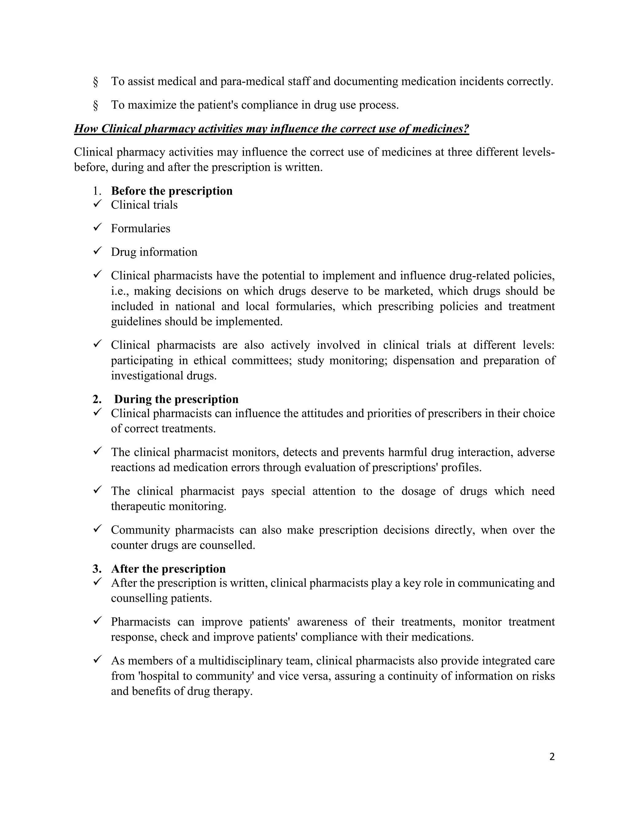 Introduction to clinical pharmacy | PDF