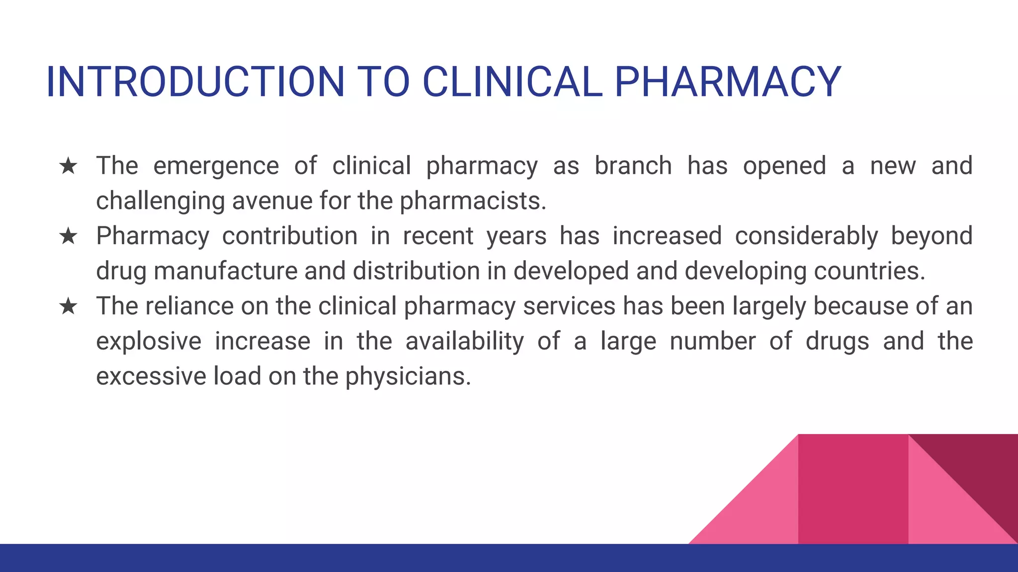 Introduction to clinical pharmacy practice definition & scope | PPTX