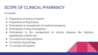 Introduction to clinical pharmacy practice definition & scope | PPTX