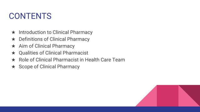Introduction to clinical pharmacy practice definition & scope | PPTX