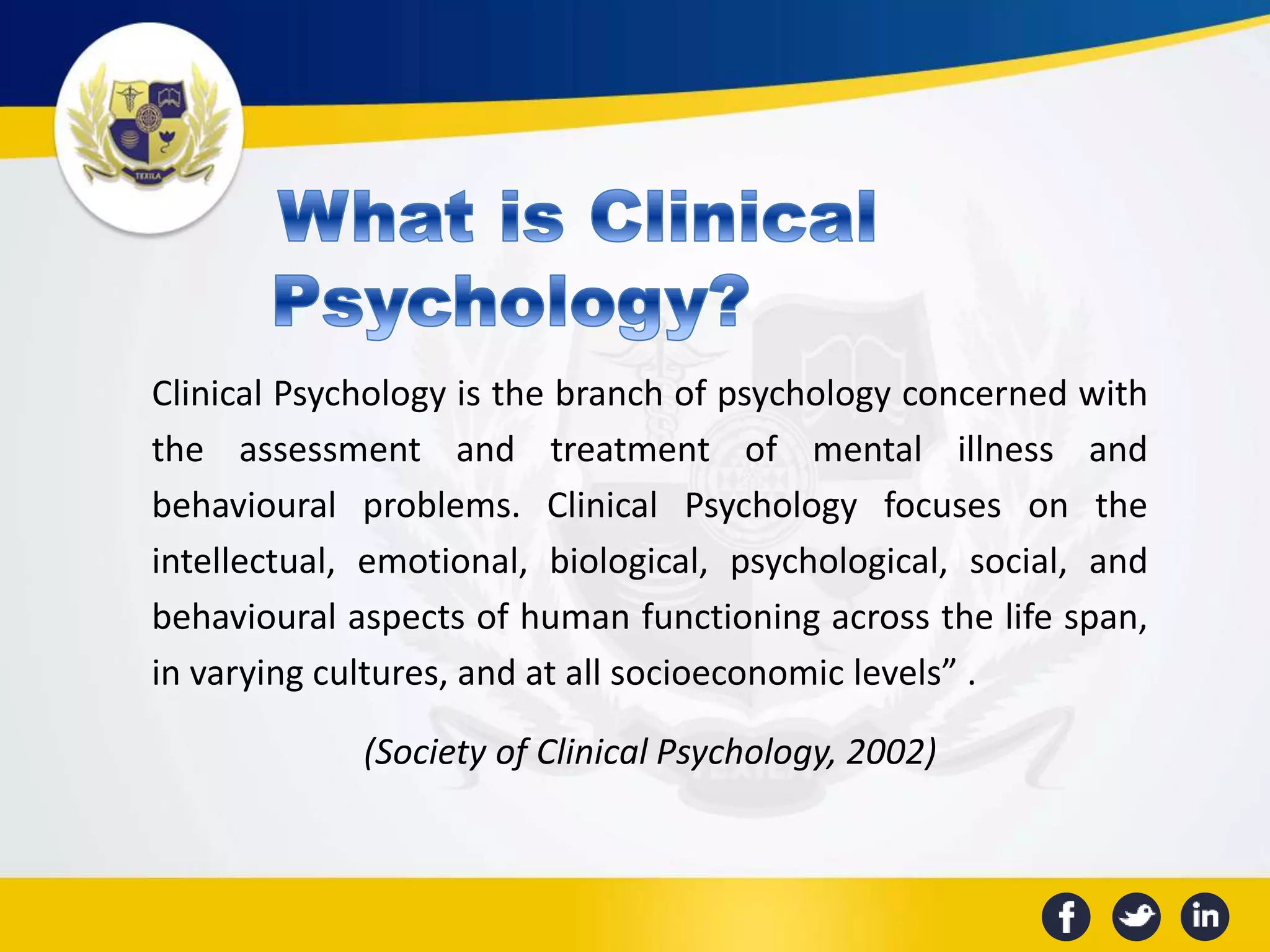 Introduction to clinical psychology | PPTX
