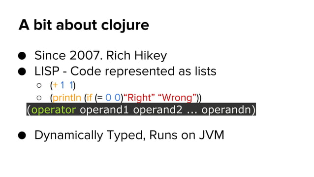 Brief intro to clojure | PPT