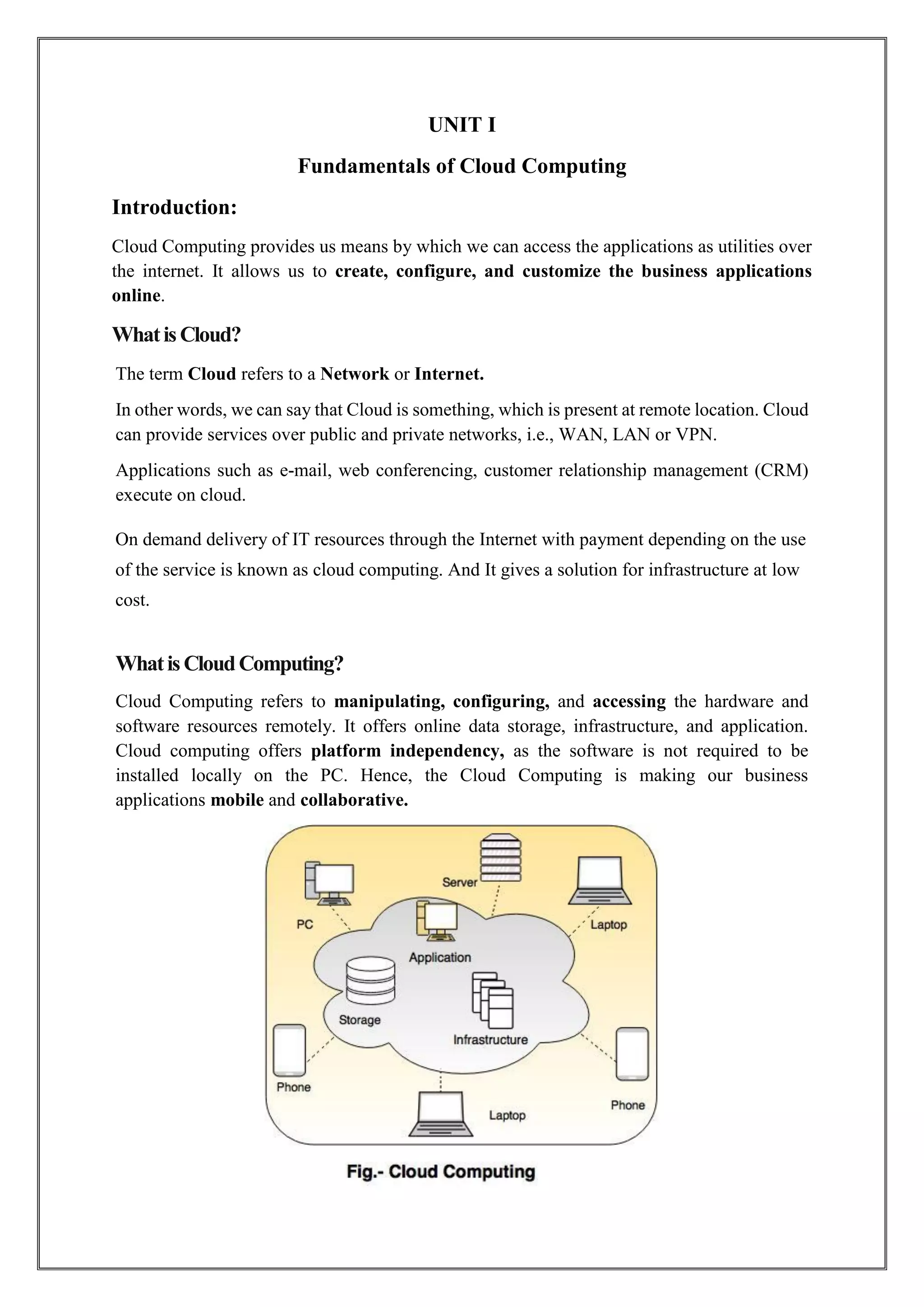 Fundamentals of cloud Computing | PDF