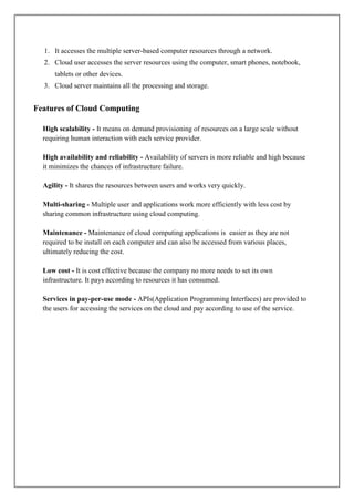 Introduction to cloud and Cloud Computing | PDF