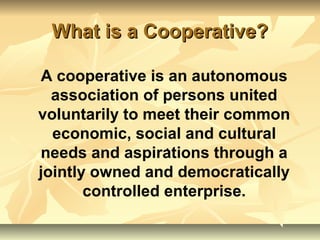 Introduction To Co Operatives Ppt