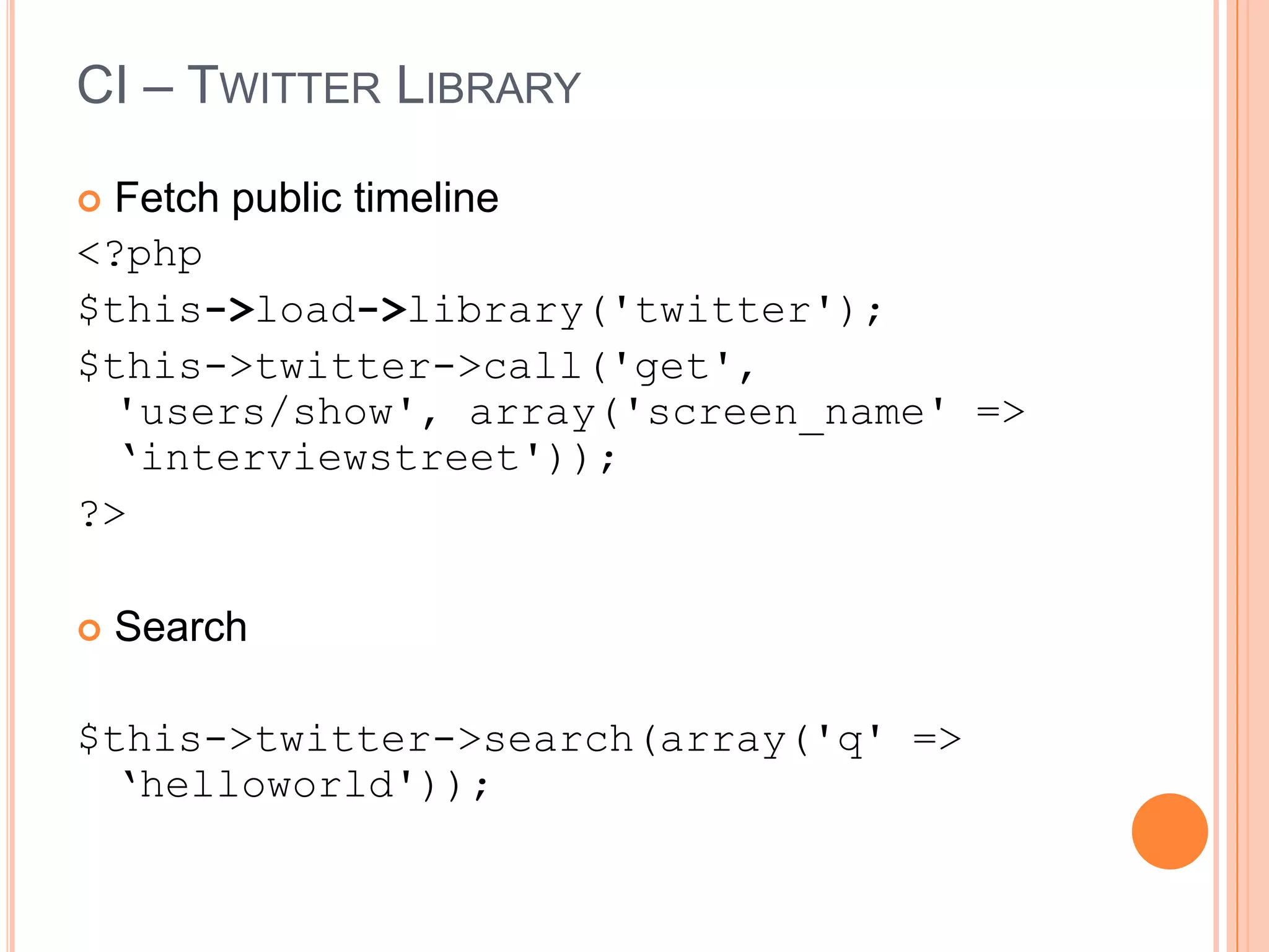Introduction to codeigniter | PPTX