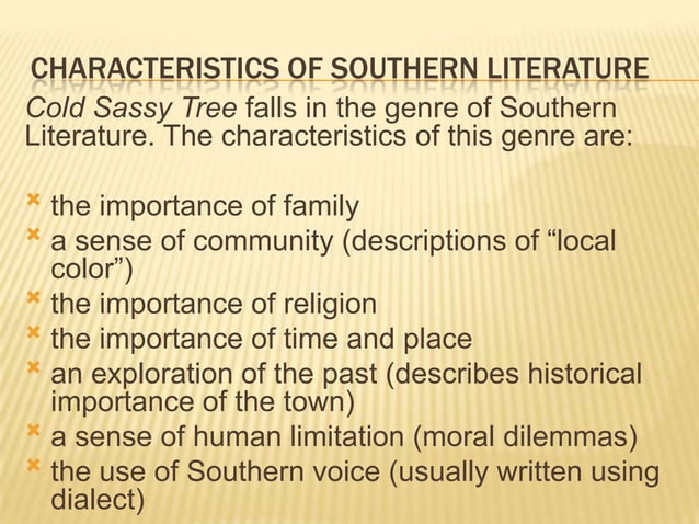 Introduction to cold sassy tree 2012 with notes | PPT