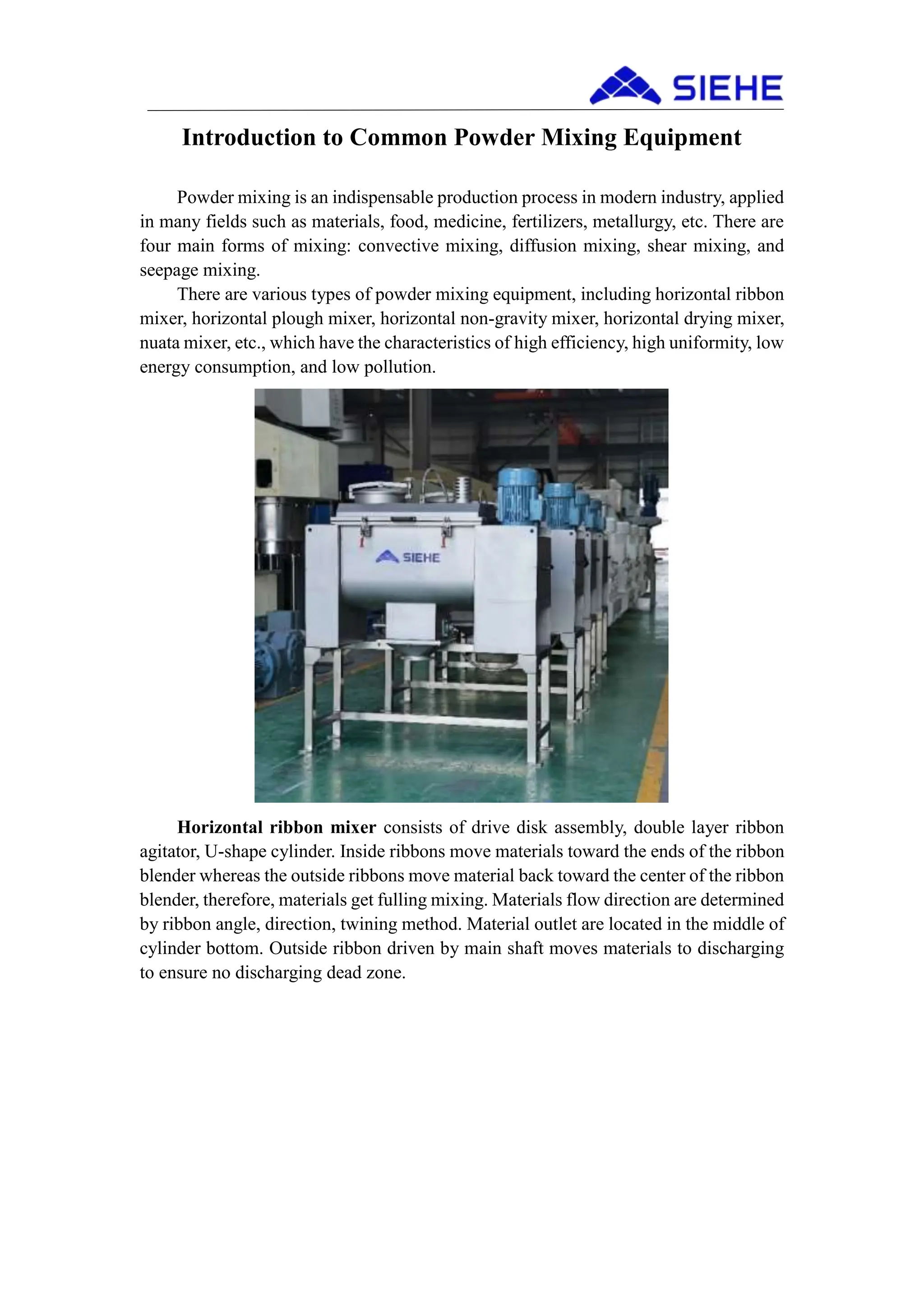 Introduction to Common Powder Mixing Equipment | DOCX