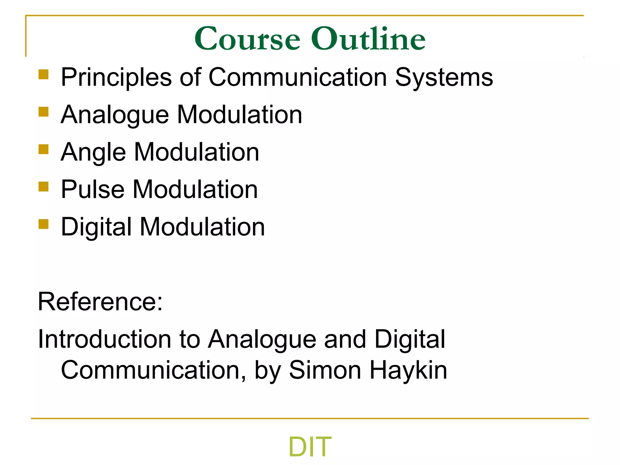 Introduction to communication system lecture1 | PPT