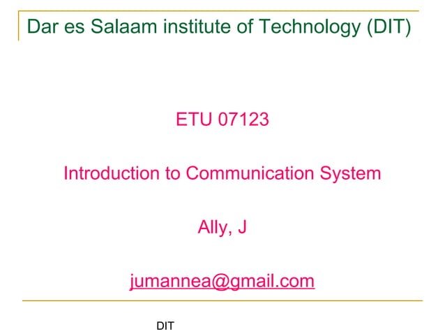 Introduction to communication system lecture3 | PPT