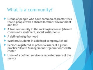 Introduction to Community Health.pptuploaded by pantic miazga | PPT
