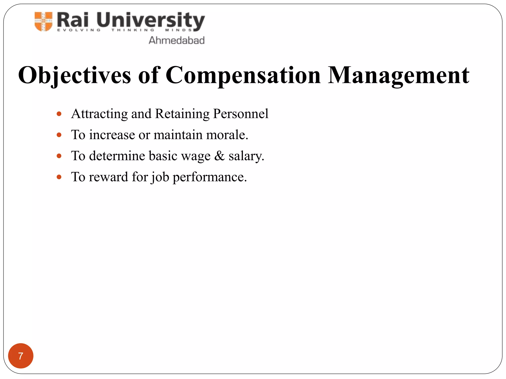 Introduction to compensation meaning and objectives | PPTX