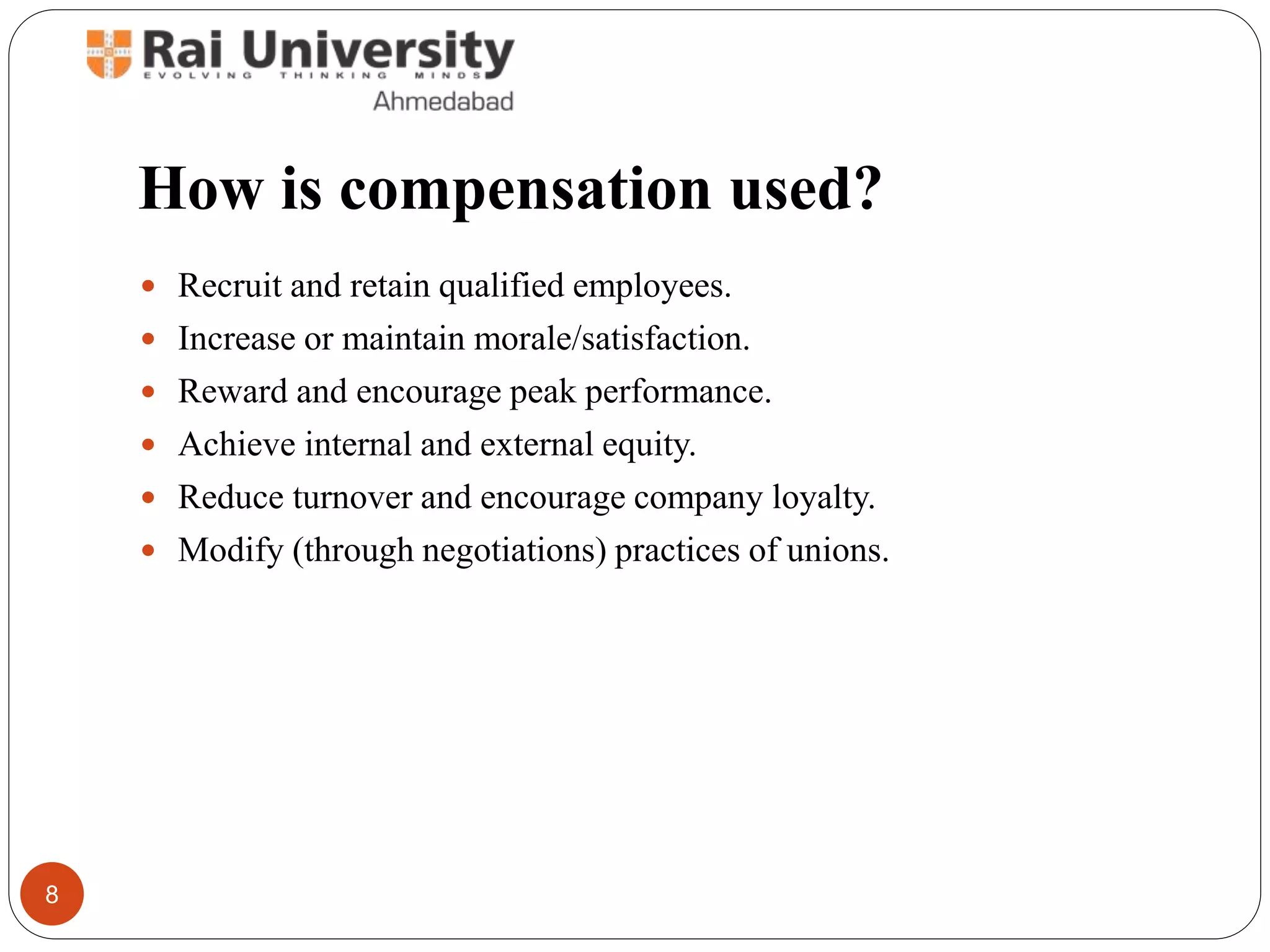 Introduction to compensation meaning and objectives | PPTX