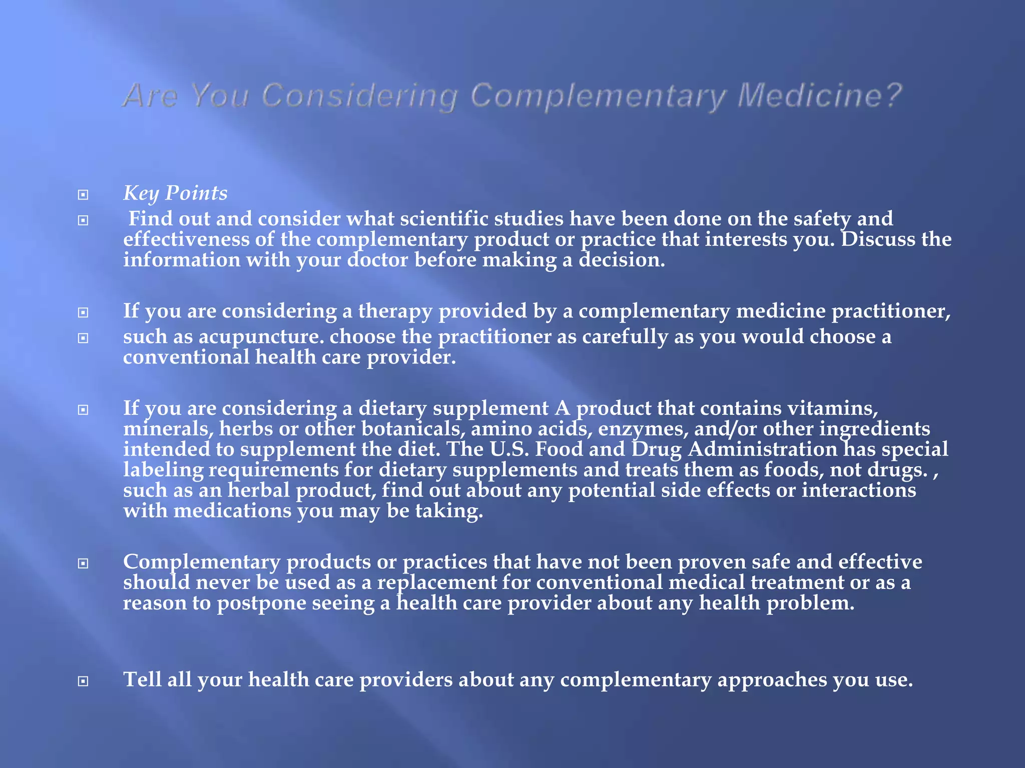 Introduction to complementary & alternative medicine | PPTX