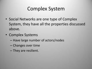 Introduction to complex systems and social network analysis | PPTX