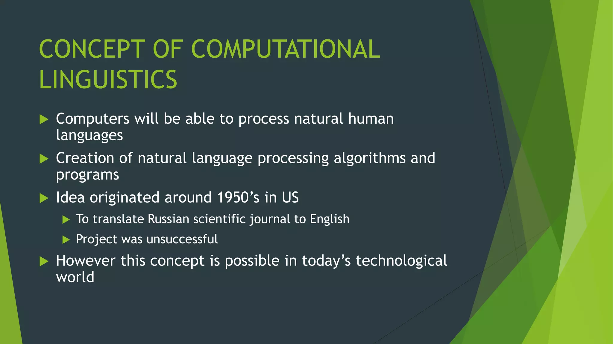 Introduction To Computational Linguistics Pptx Technology And Computing