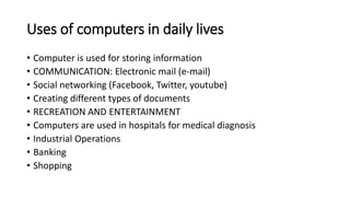 Introduction to computer | PPTX | Computer Peripherals | Computing