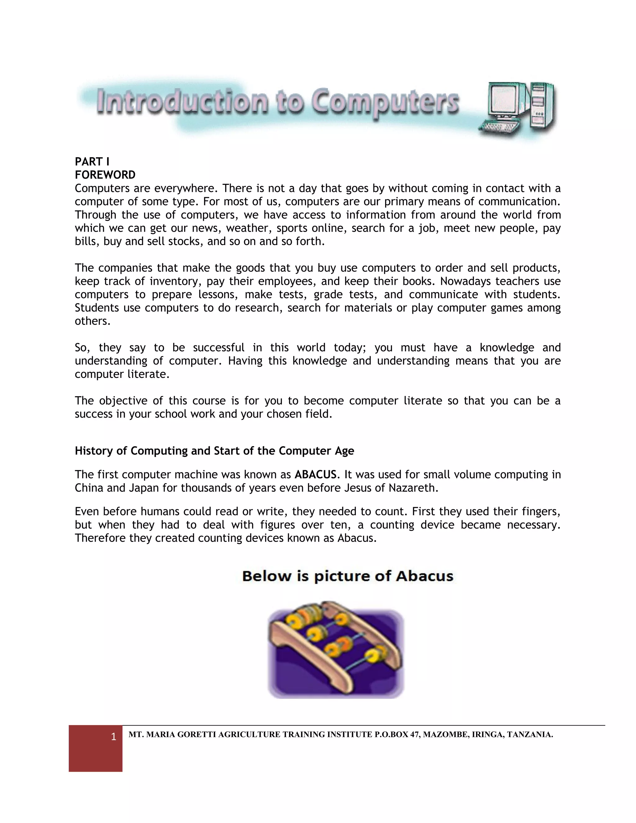 Introduction to computer | PDF