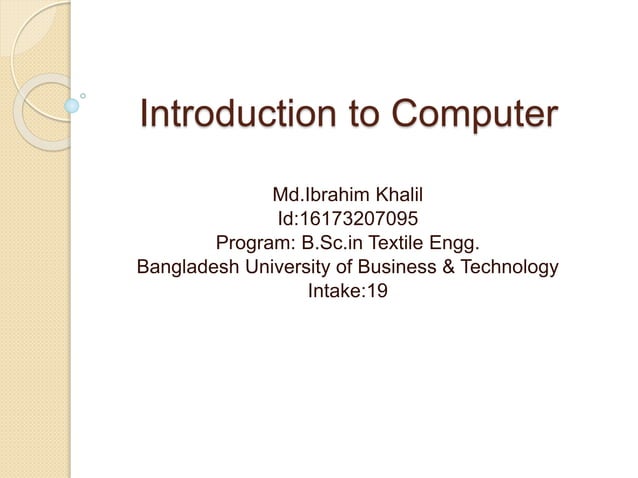 Introduction to computer | PPT