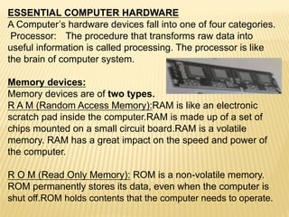 Introduction to computer | PDF | Operating Systems | Computer Software ...
