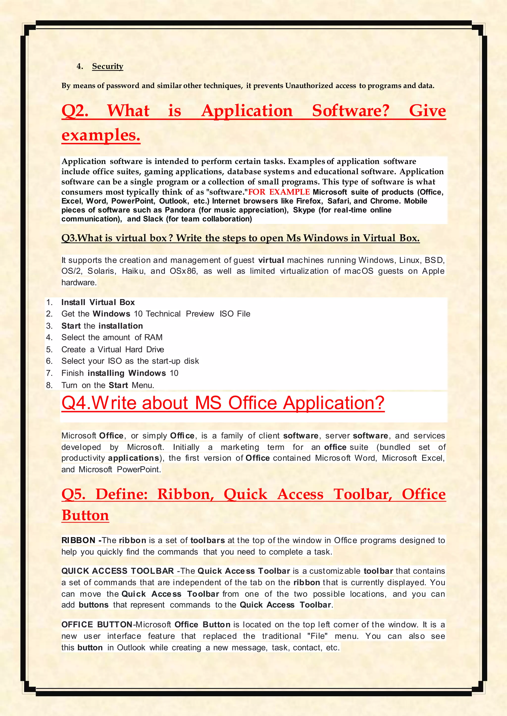 Introduction to computer | DOCX | Operating Systems | Computer Software and Applications