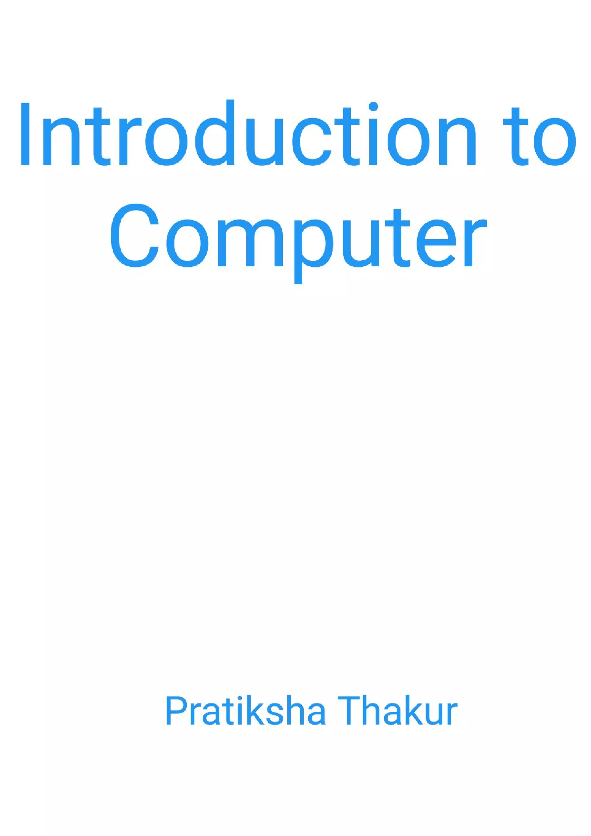 Introduction to Computer | PDF