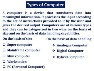 Introduction to computer and hardware software | PPTX