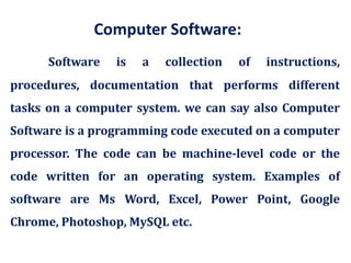 Introduction to computer and hardware software | PPTX