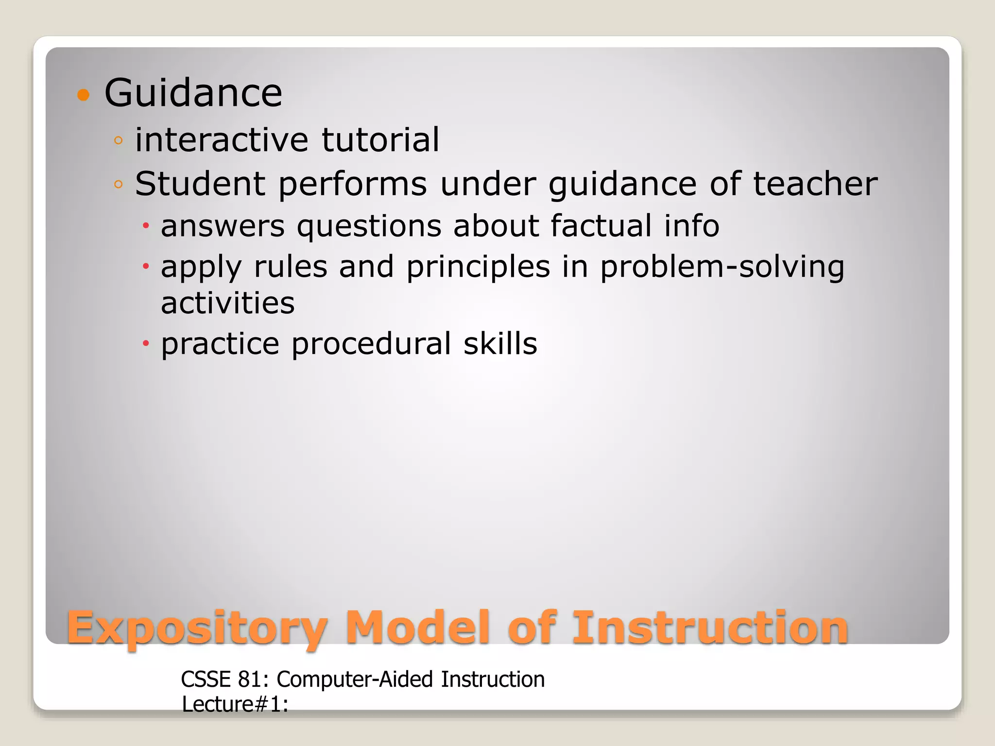 Introduction to computer aided instruction | PPT