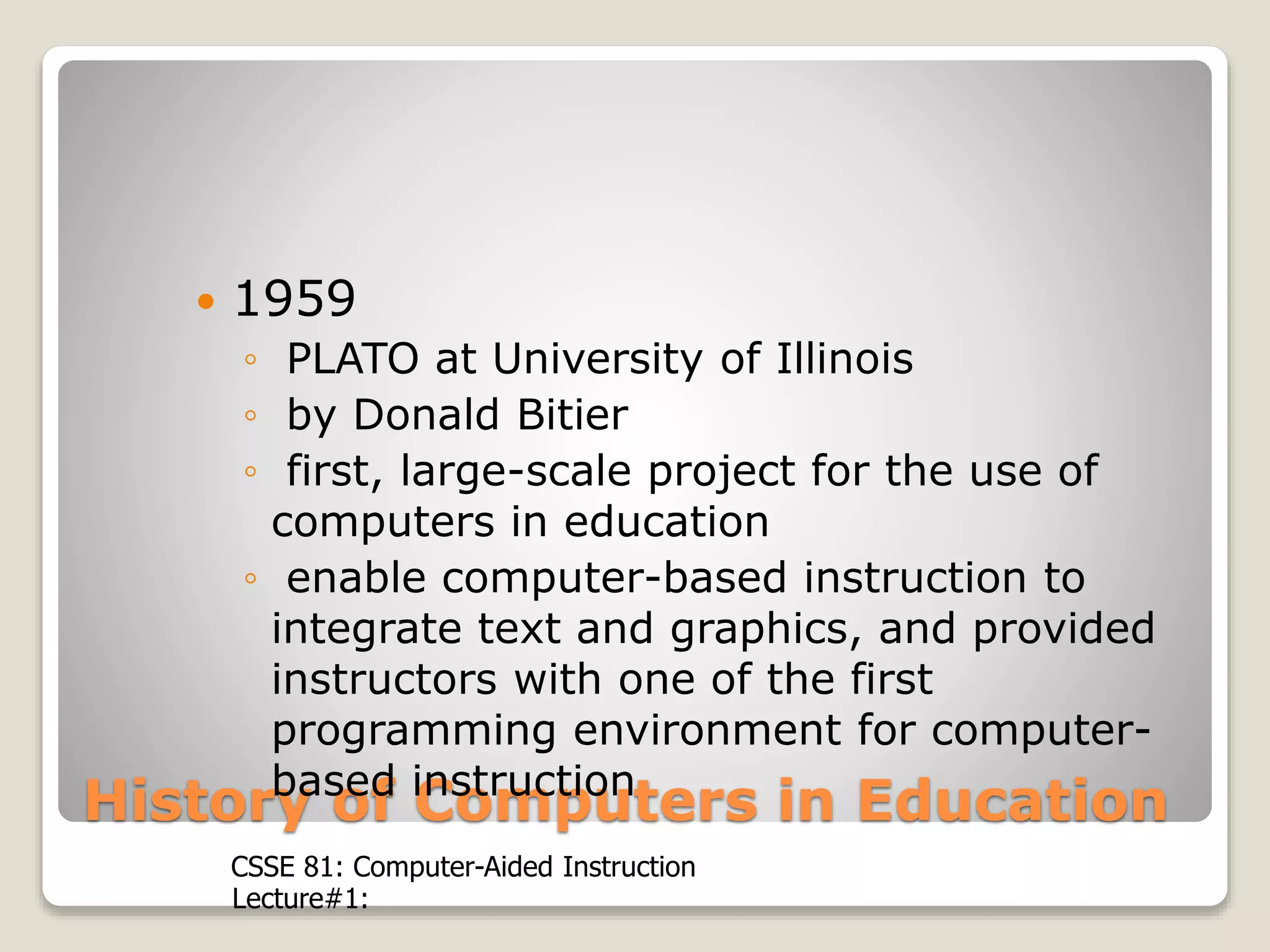 Introduction to computer aided instruction | PPT