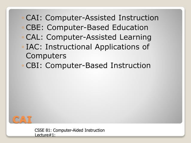 Introduction to computer aided instruction | PPT