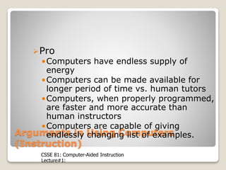 Introduction to computer aided instruction | PPT