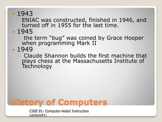 Introduction to computer aided instruction | PPT