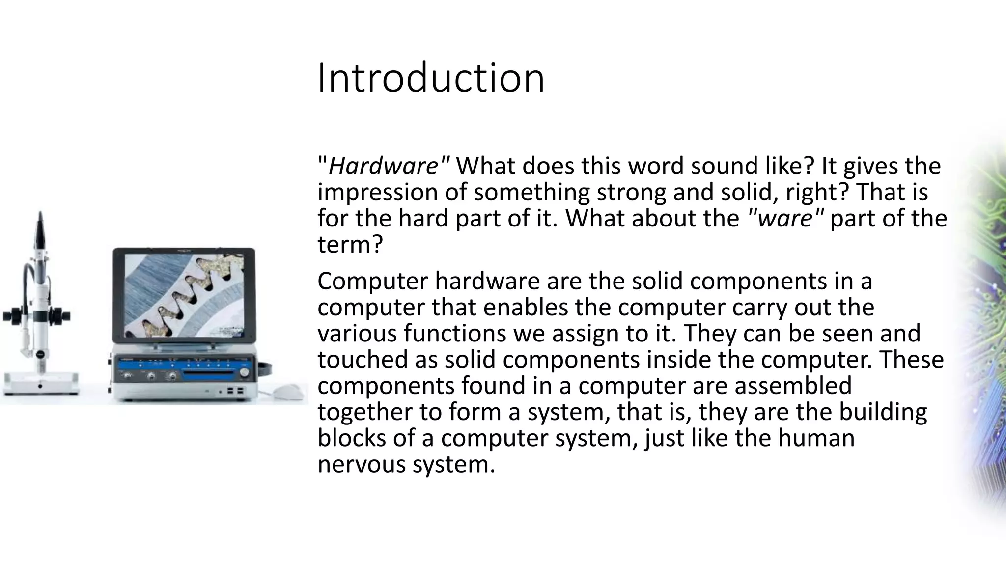 Introduction to computer hardware | PPTX