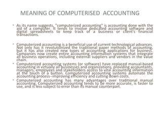 Introduction to computerised accounting | PPT