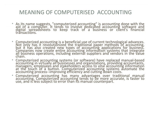 Introduction to computerised accounting | PPT | Business Accounting ...